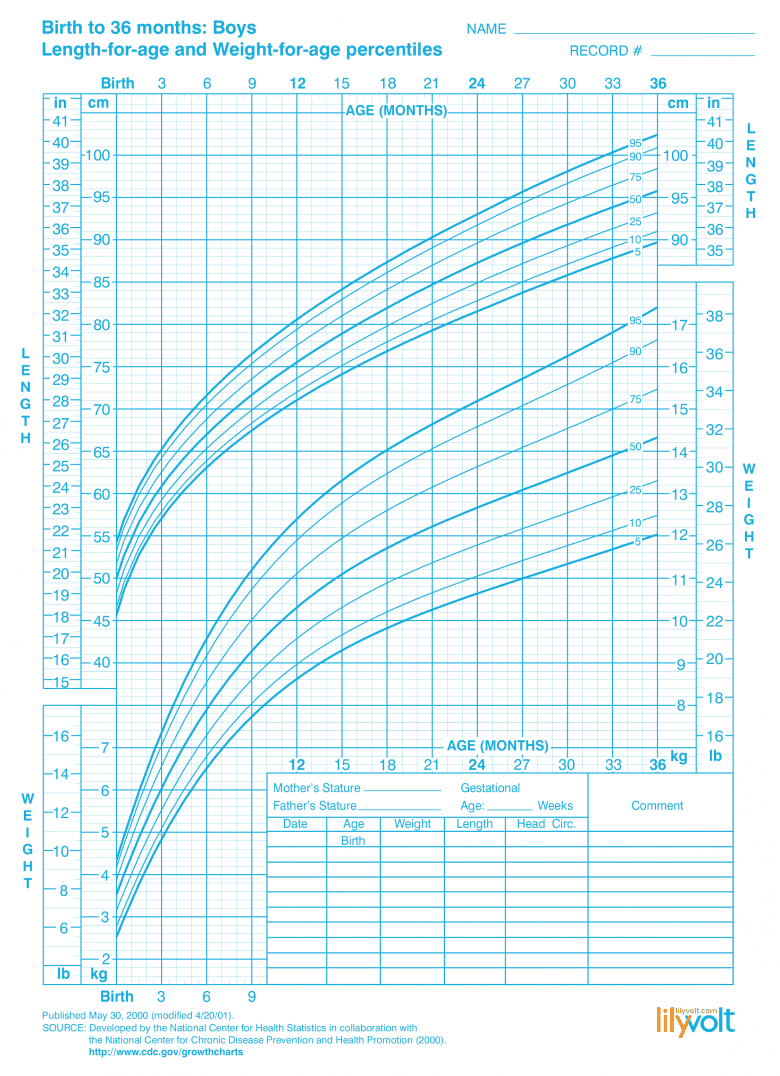 Baby and toddler growth charts for boys & girls - Lilyvolt