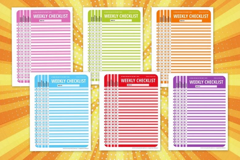 Free printable 7-day, 20-task checklists to help you plan your weeks ...